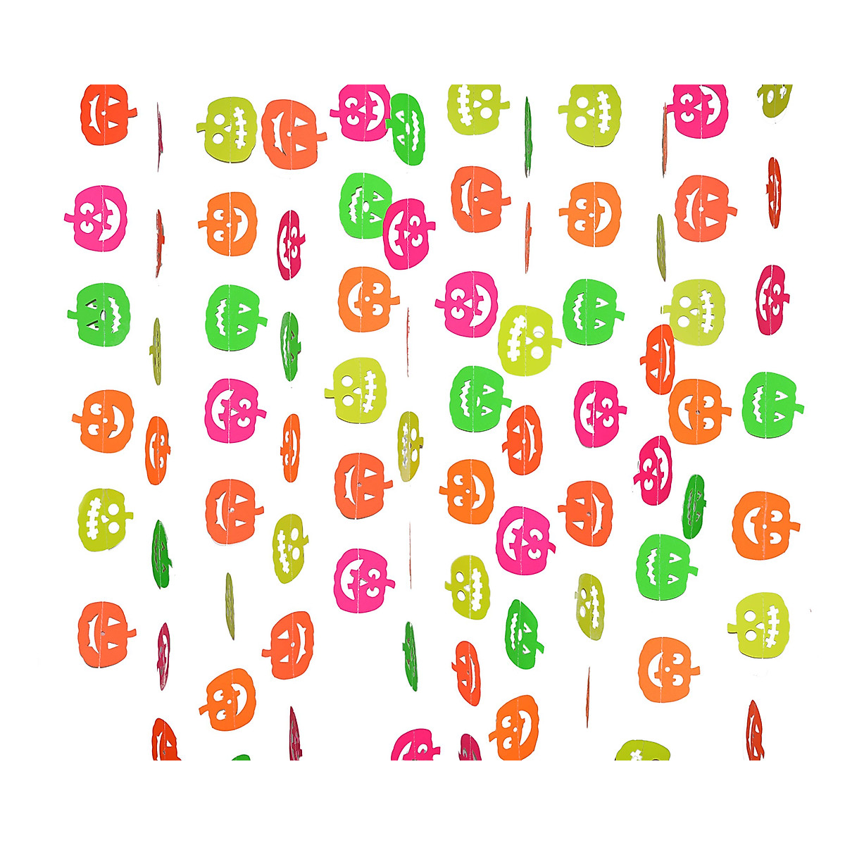 Midnight Glo Halloween Decoration 78ft Neon Pumpkin Garland Wall Hanging Decorations for Halloween Blacklight Reactive UV Glow Party (6 Pack)