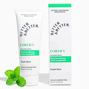 Better & Better Fortify Toothpaste - Fluoride & SLS Free Hydroxyapatite Toothpaste 1 CT | Remineralizing Toothpaste for Sensitivity w/Organic Mints | Vegan & Whitening Sensitive Toothpaste