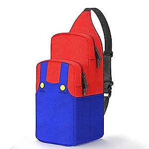Super Mario Switch OLED Travel Carrying Case Bag,Portable Small Sling Crossbody Shoulder Backpack for Switch Lite/Steam Deck Console&Accessories,Storage Game Controller for Hiking Walking Biking