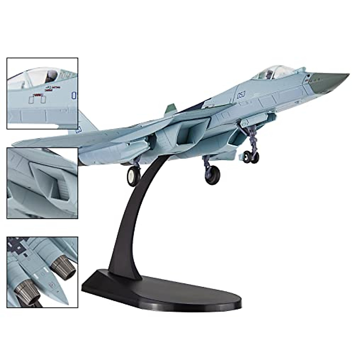 Busyflies Fighter Jet Model 1:100 Scale SU-57 Diecast Model Planes Attack Falcon Fighter Model Planes Painted Diecast Military Airplane Model for Collection and Gift
