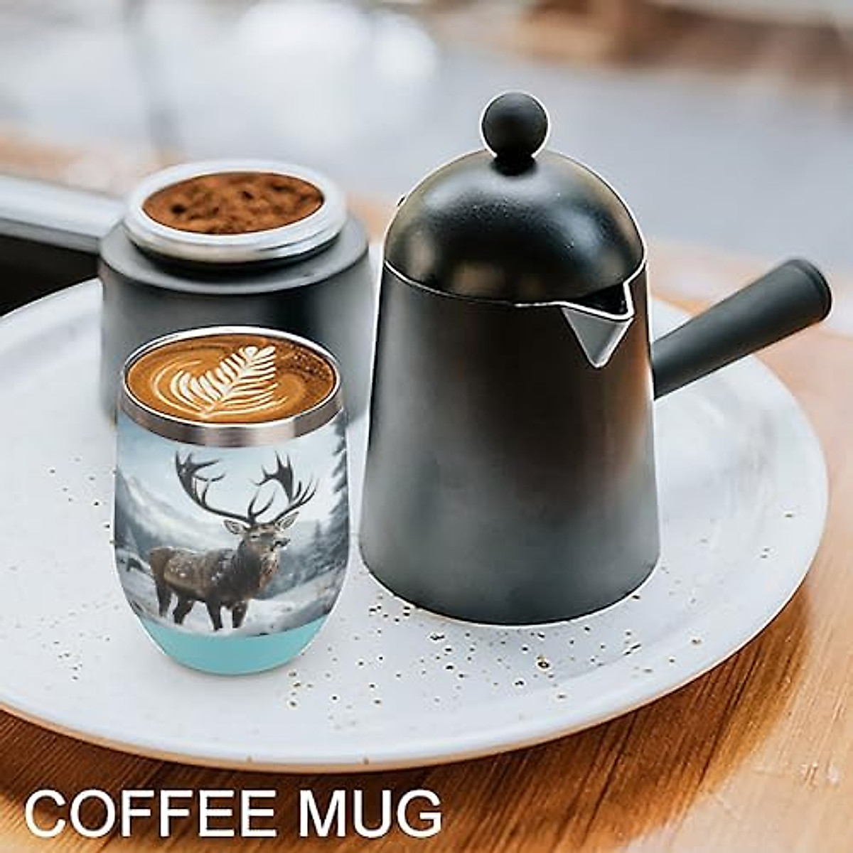 WYUSPGK 304 Stainless Steel Insulated Cup, Snow Elk Print Smooth Rim, Durable & Reusable - Perfect for Office, Home, And Travel