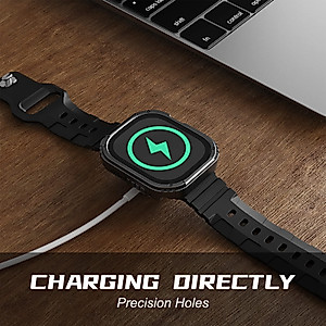 Adepoy 2 Pack Rugged Case Compatible for Apple Watch Ultra/Ultra2 49mm with Tempered Glass Screen Protector, Military All Around Hard TPU Protective Cover Case Shockproof Bumper for iWatch Men 49mm