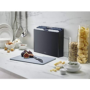 Joseph Joseph Folio 4-Piece Color coded Cutting Board Set, Slimline Case for Organized Storage, Large - Graphite