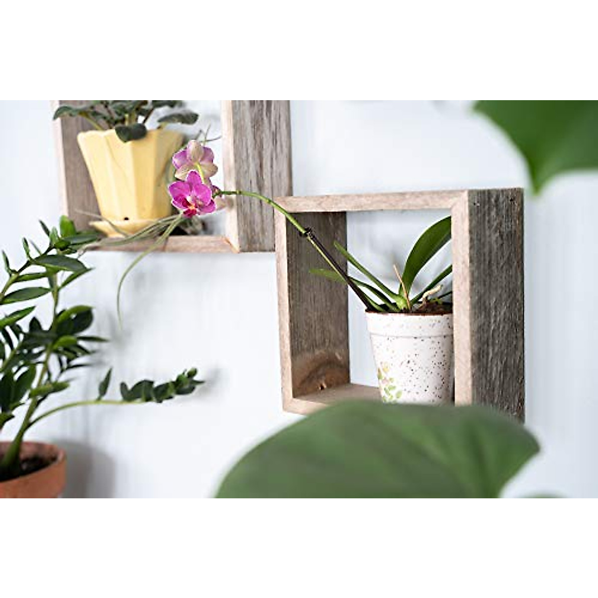 BarnwoodUSA Rustic Shelves, Square Floating Wood Shadowbox, Home Decor, Set of 3 (Natural Weathered Gray)