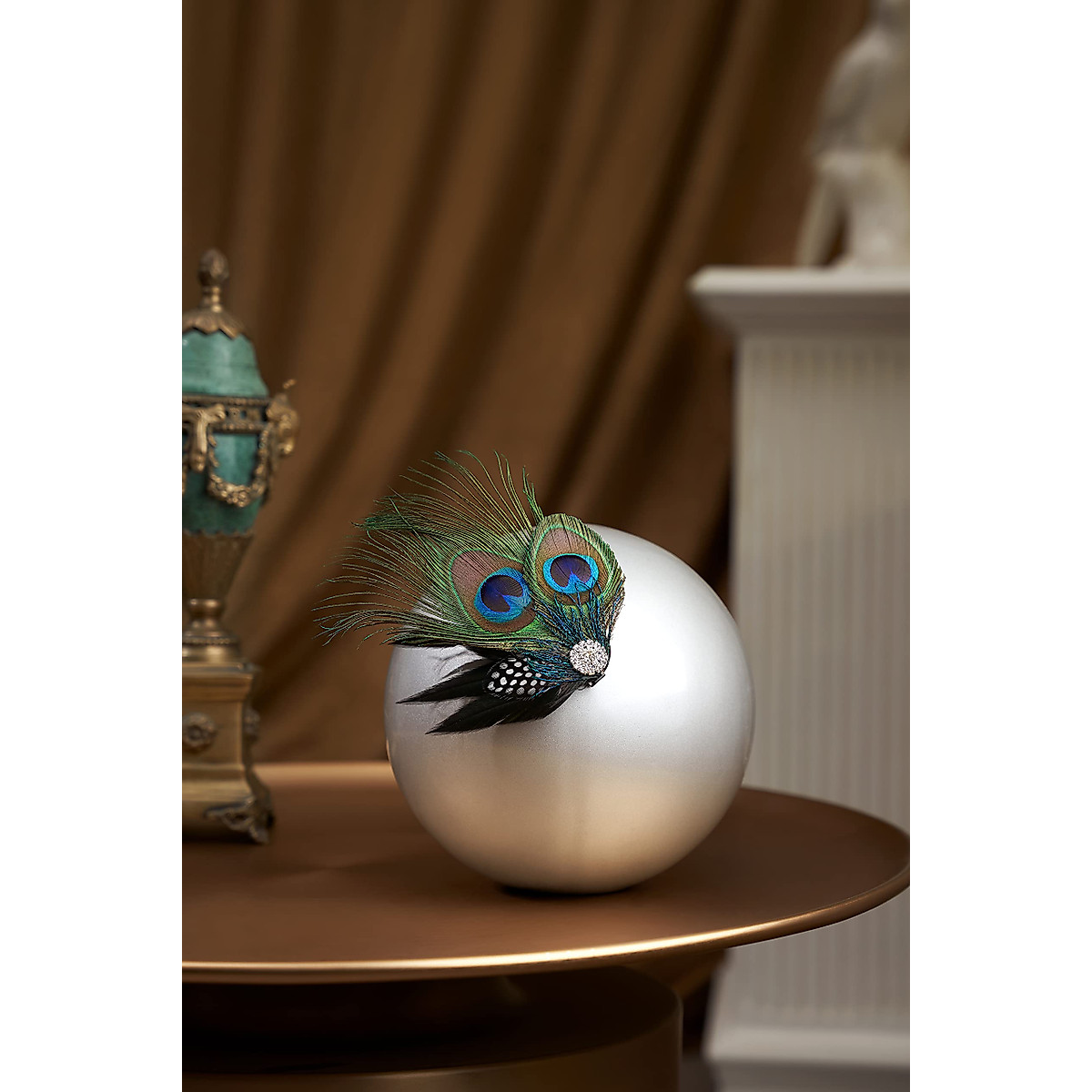 BABEYOND Peacock Feather Hair Clip Peacock Fascinator with Rhinestones Roaring 20s Peacock Flapper Fascinator 1920s Peacock Hair Accessories (Style 1)