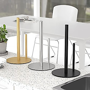 Paper Towel Holder Gold Premium Stainless Steel Paper Towel Holder for Kitchen Roll Organize, One-Handed Operation Countertop Roll Dispenser with Weighted Base