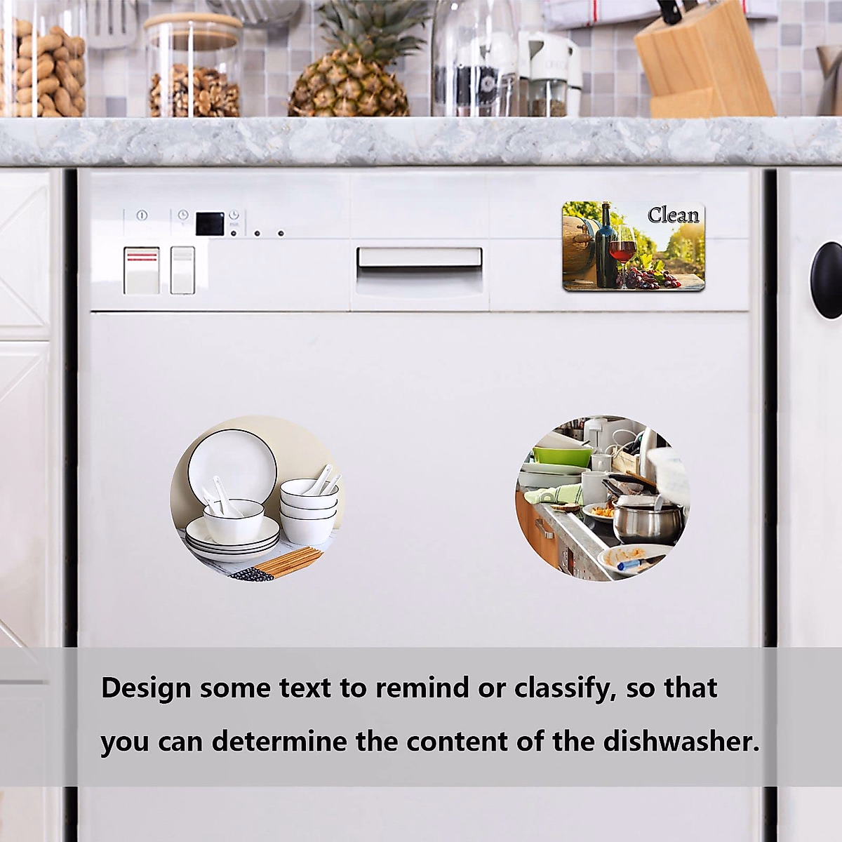 Kigai Farm Delicious Wine Clean Dirty Magnet for Dishwasher Upgrade Super Strong Magnet - Easy to Read Non-Scratch Magnetic Indicator Sign