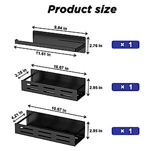 Carwiner 3 Pack Magnetic Spice Rack for Refrigerator with Paper Towel Holder, Magnetic Refrigerator Organizer, Strong Magnetic Fridge Shelf, Rustproof Side Fridge Storage Rack for Kitchen