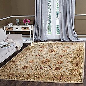 SAFAVIEH Antiquity Collection 7'6" x 9'6" Grey Beige / Sage AT816B Handmade Traditional Oriental Premium Wool Area Rug