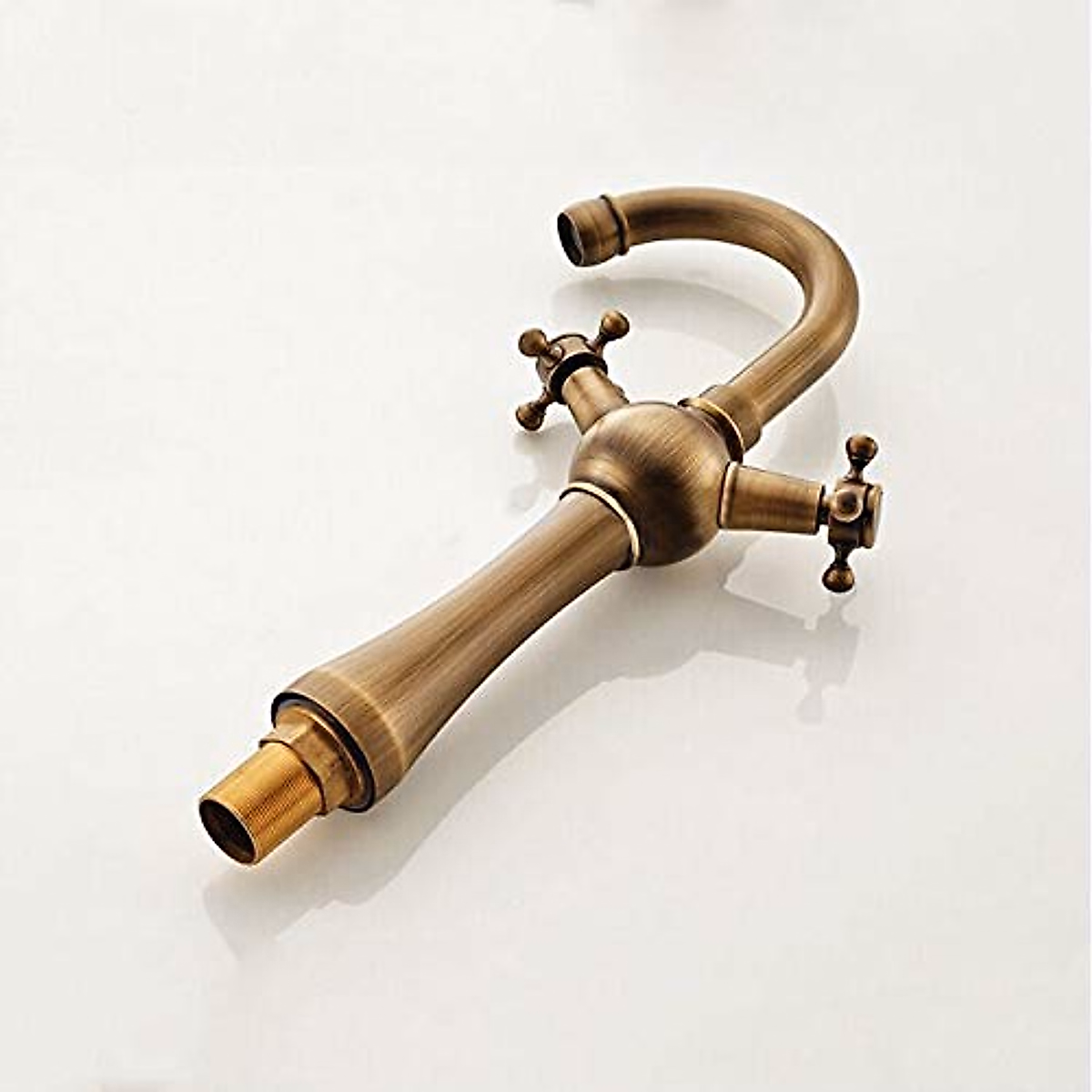 Kitchen Faucet Sink Tall Waterfall Spout Bathroom Vessel Sink Faucet Single Lever Countertop Mixer Tap Antique Brass