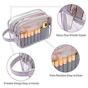 Lermende Clear Makeup Bag, 2 Layer, Water-Resistant, Large, Portable, Transparent, Travel, Women and Girl