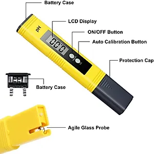 PH Meter - 0-14 PH Measurement Range PH Tester,Digital PH Meter Suitable for Accurate Testing of Drinking Water, Aquariums, Swimming Pools, Hydroponics (Yellow)