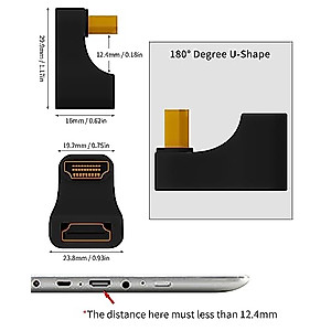 Poyiccot 8K U Shaped HDMI Adapter, 180 Degree HDMI Adapter, Up Angle HDMI 2.1 Extender Adapter 48Gbps HDMI Male to Female Extension Adapter with LED Indicator for HDTV, PS5, Laptop, 2pack