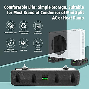 WeCooper Floor Mounting Base Pad for 9000-36000BTU,Heavy-Duty Condenser Rubber Floor Mount Base Kit,Anti-Vibration Isolator Mounting Bracket for Ductless Mini Split Air Conditioner Heat Pump