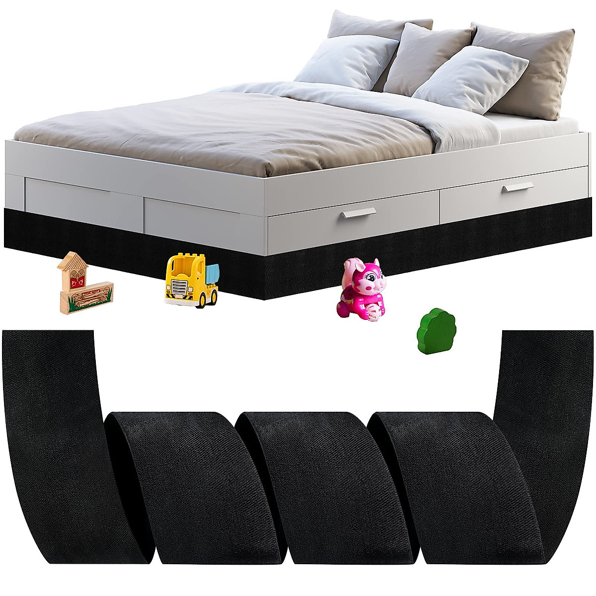 Yunlly Under Bed Blocker for Pets Toys Adjustable Under Bed Couch Blocker Bumper to Stop Kids Pets Toys Going Under Bed Sofa Gaps (King Size, 7.87 x 236 Inch)