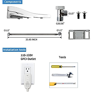 R&T Electronic Bidet Seat for Elongated Toilet, Smart Toilet Seat with Warm Air Dryer and Temperature Controlled Wash Functions (V2601 Heated Bidet Seat)