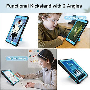 Cantis Case for ipad 9th Generation/ 8th Generation/ 7th Generation, Slim Heavy Duty Shockproof Rugged Protective Case with Built-in Stand for iPad 10.2 inch 2021/2020/2019, Black+Blue