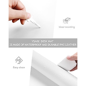 YSAGi Non-Slip Leather Desk Pad, Waterproof Laptop Computer Desk Keyboard Mat, Table Protector Blotter Mat, Large Mouse Pad for Office/Work/Home/Decor(White, 23.6" x 13.7")