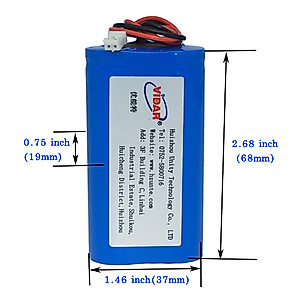 VIDAR 3.7V 6000mAh-22.2wh Rechargeable Li-ion Battery Real Capacity Super Durability Lithium Batteries with JST 2.0/2P Plug for Electronics, Toys, Lighting, Equipment