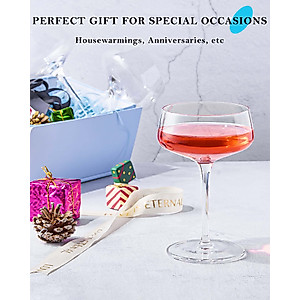 JBHO Martini Glasses and Champagne Flutes, Crystal Coupe Glasses Set of 4, Cocktail Glasses, Hand-Blown Champagne Coupe Glasses for Espresso Martini, Manhattan as Bar Glassware or Housewarming Gift