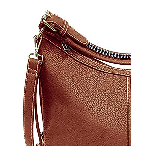 Roma Leathers Gun Concealment Purse - Vegan Leather, Convertible Multi-Purpose Strap Lockable YKK Zipper (Brown)