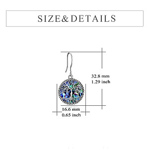 ONEFINITY Tree of Life Earrings Sterling Silver Tree of Life Abalone Shell Dangle Drop Earrings for Women Tree of Life Jewelry Christmas Gifts