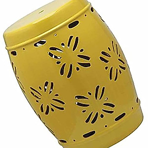 XARONF Butterfly Color Glaze Hollow Ceramic Drum Stool, Garden Round Stool, Porcelain Stool for Shoe Changing Stool, Dressing Chair and Bathroom Stool. (Color : White)