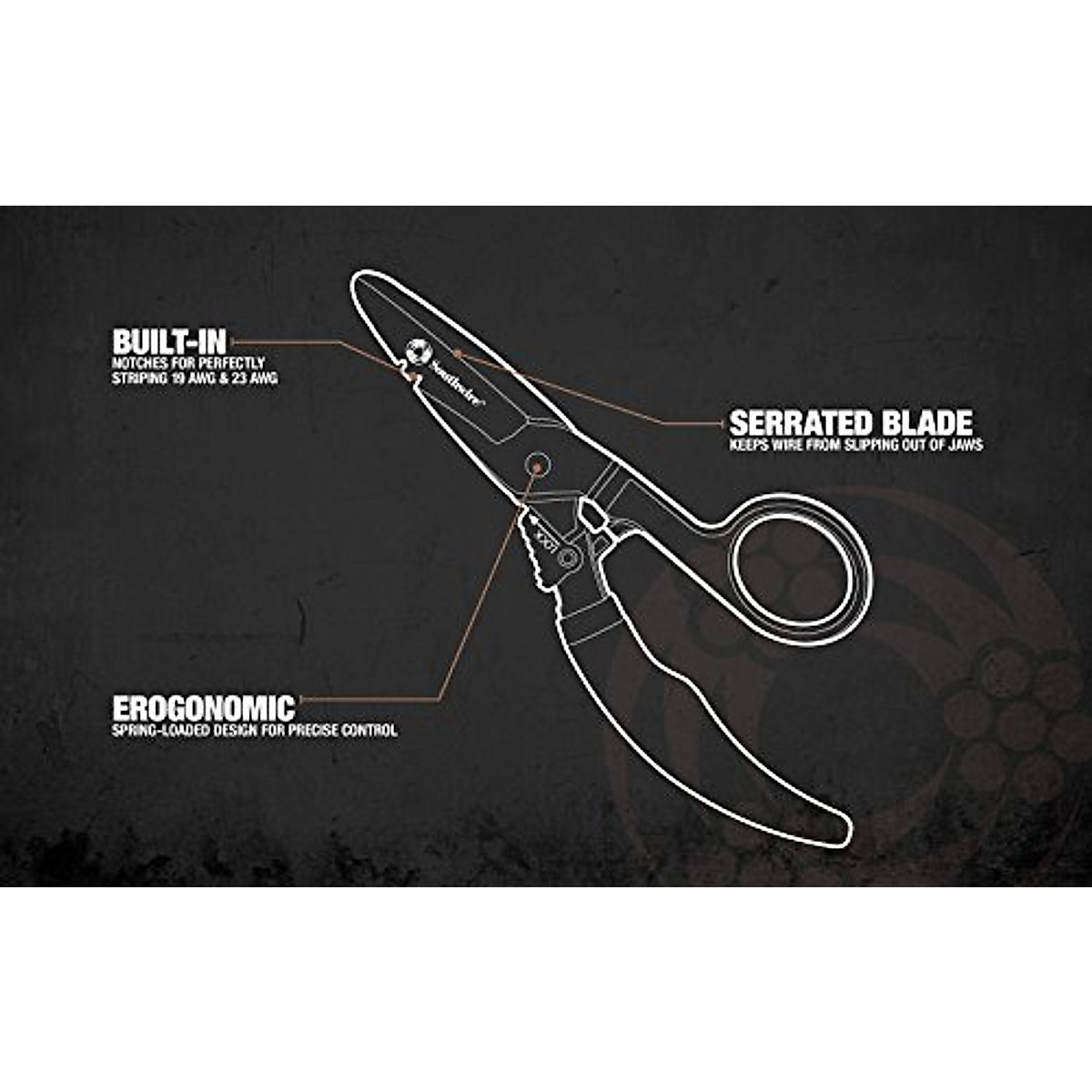 Southwire - ESP-1 Tools & Equipment ESP1 Electrician Scissors DataComm Snips, Durable Serrated Blade, Built in Notches, Precise Control, Textured Grip Handle for Added Comfort, Nickle Finished Plate