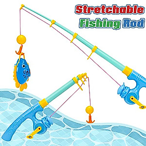 Shindel Bath Toys for Toddler, 14PCS Fishing Wind-up Bath Toys Yellow Duck Toys Bath Time Bathtub Toys for Toddlers Baby Kids Infant Girls Boys Bathroom for Age of 18 Months and up