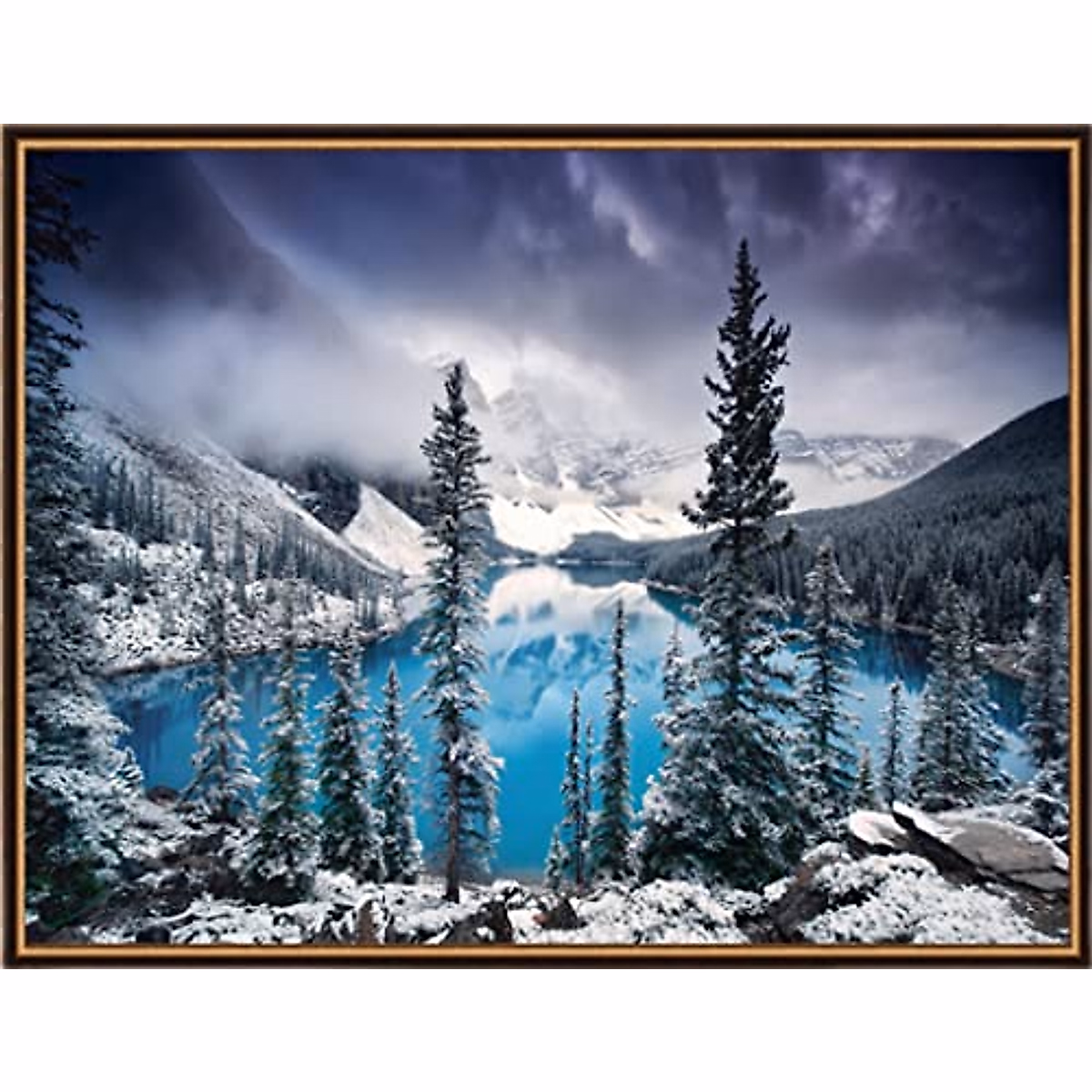 Artxfovy Stamped Cross Stitch Kits Beginners Full Range of Embroidery Starter Kits for Adults Printed Cross Stitching DIY Needlepoint Kit 11CT- Beautiful Lake Aurora 15.7×19.7 inch