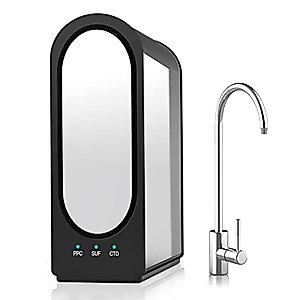 Besdor BUF1 Ultrafiltration Under Sink Water Filter System, 0.01 Micron, Tankless, Zero Waste Water, No Power Required, Intelligent Panel, Stainless Steel Housing
