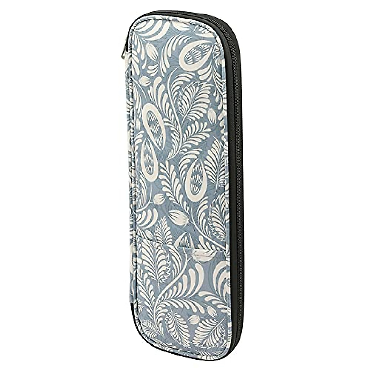 Katech Knitting Needles Case Portable Travel Crochet Hooks Storage Bag Organizer Empty Zipper Bags with Transparent Pocket and Holder Slots for Carrying Crochet Accessories and Knitting Needles (Blue)