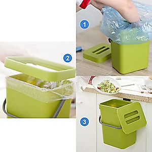 Small Kitchen Compost Bin 3L with Flip Top Lid for Household Countertop (Green)
