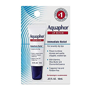 Aquaphor Lip Repair Ointment - Long-lasting Moisture to Soothe Dry Chapped Lips - .35 fl. oz. Tube