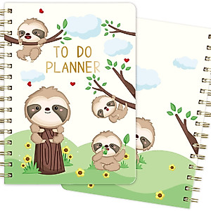 Sloth To Do Planner 2024 Spiral Notebook Hardcover Journal 120 Lined Pages New Year Daily Journal Office Home School