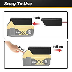 Power Wheel Adapter for DeWALT 20V Lithium Battery with Wire Terminals, 14 Gauge Wire,Power Convertor for Robotics,Work Lights and DIY RC Toys Adapter Set (Black)