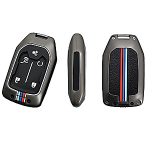 for GMC Key Fob Cover Car Key Shell with Keychain Fit for GMC Acadia Terrain Yukon Chevrolet Chevy Suburban Tahoe (5 Buttons)