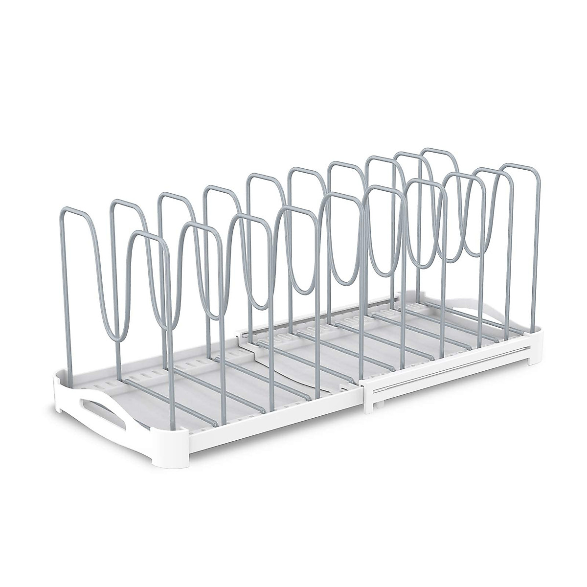 EVERIE Adjustable Bakeware Organizer Pot Lid Holder Rack for Pots, Cake Molds, Cutting Boards, Mats, Cookware, GS02SS