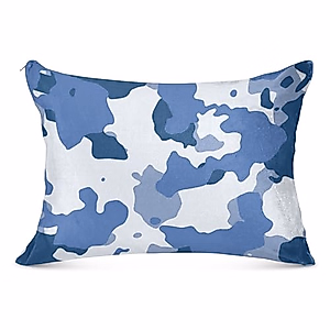 Blue Camo Pillowcase for Hair and Skin Body Pillow Cover Body Pillow Case Standard Size 20"X 26" Velvet Pillow Cases with Zipper for Pillow