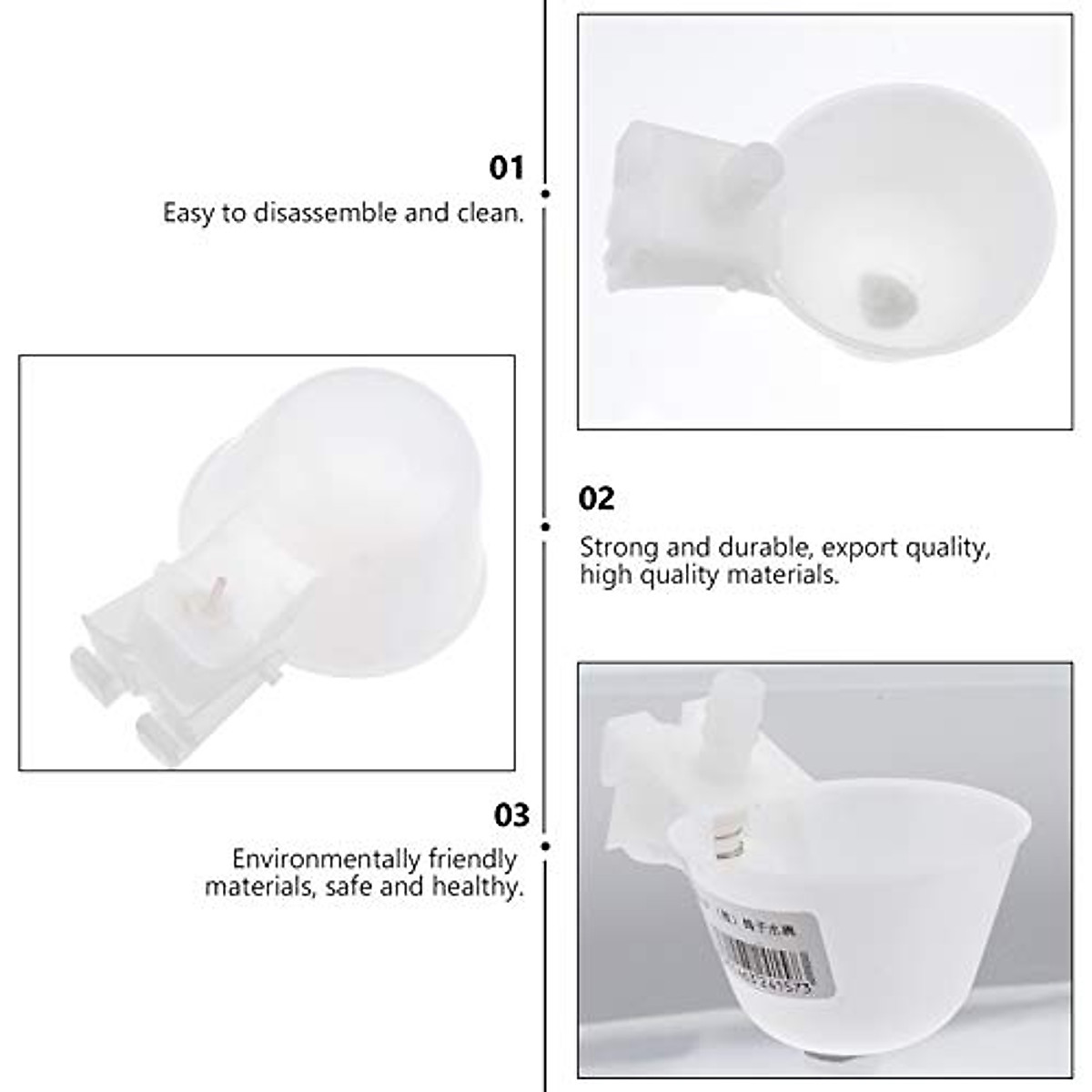 YARDWE 20PCS Automatic Pigeon Water Feeder Plastic Poultry Drinking Bowl Practical Quail Waterer Bird Supplies for Pigeon Chicken, White