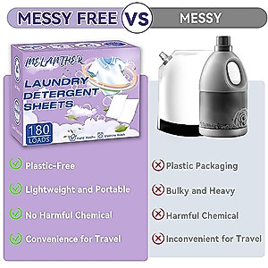 Laundry Detergent Sheets (180 Sheets) - Eco Friendly Laundry Detergent, Compact Lightweight Hypoallergenic Liquidless Laundry Soap Sheets for Travel, Home, Dorms, HE Machine & Hand Wash (Fresh Scent)