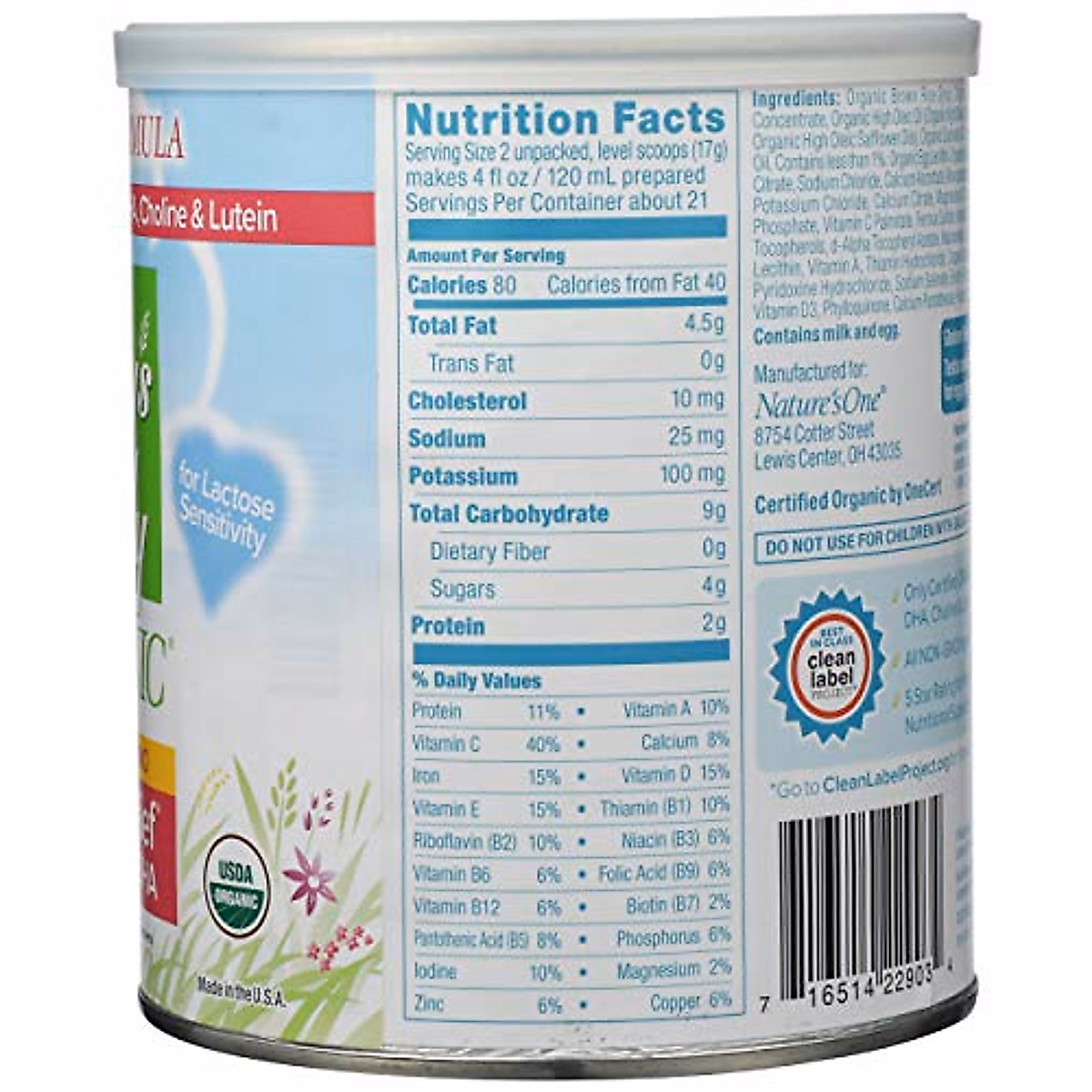 Baby's Only Toddler Formula, Lactose Relief, Organic, 12.7-Ounce Can