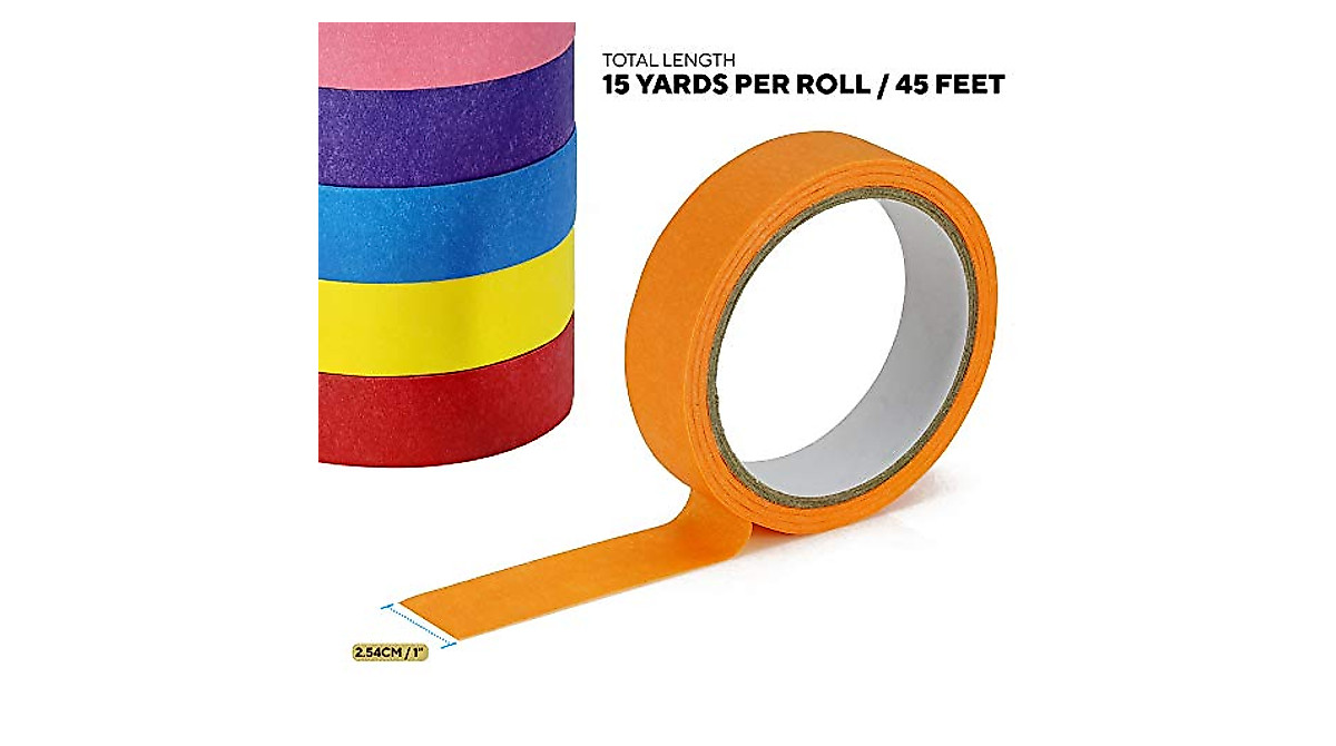 TradeGear Colored Masking Tape 7 Pack - Vibrant Art & Labeling Tape