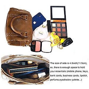 LUCSIS Women's rivets studded crossbody bag purse handbag small light weight cute mini bag PU leather Brown(Camel)