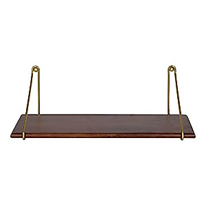 Kate and Laurel Palone Modern Wall Shelf, 24, Walnut and Gold, Minimal Transitional Shelf for Storage and Display