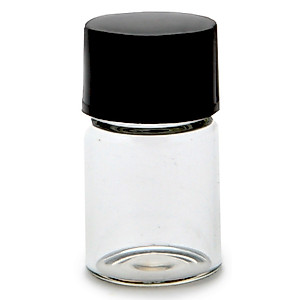 Vivaplex, 24, Clear, 1 ml (1/4 Dram) Glass Bottles, with Orifice Reducers and Black Caps