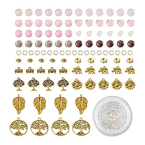 Mega Pet Gemstone Bracelet Making Kit Natural Gemstone Beads with Alloy Beads Alloy Pendants Jump Rings Elastic Thread for DIY Bracelet Jewelry Making