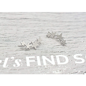 Sterling Silver Star Ear Climber - Hypoallergenic Ear Cuffs Stars Ear Crawler for Women Girls