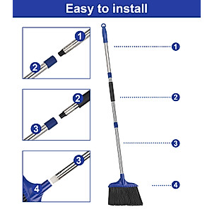 Kefanta 2 Pack Heavy Duty Broom Indoor/Outdoor Commercial Brooms Angle Broom 53 inches for Courtyard Garage Restaurant Lobby Patio Shop Home Kitchen Office Floor