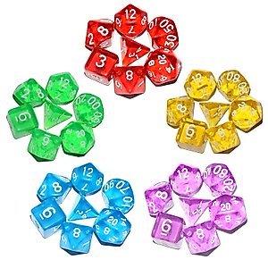 DND Dice 5×7 Sets, 35Pieces Transparent Rainbow Polyhedral DND Dice for RPG MTG Table Game Dice